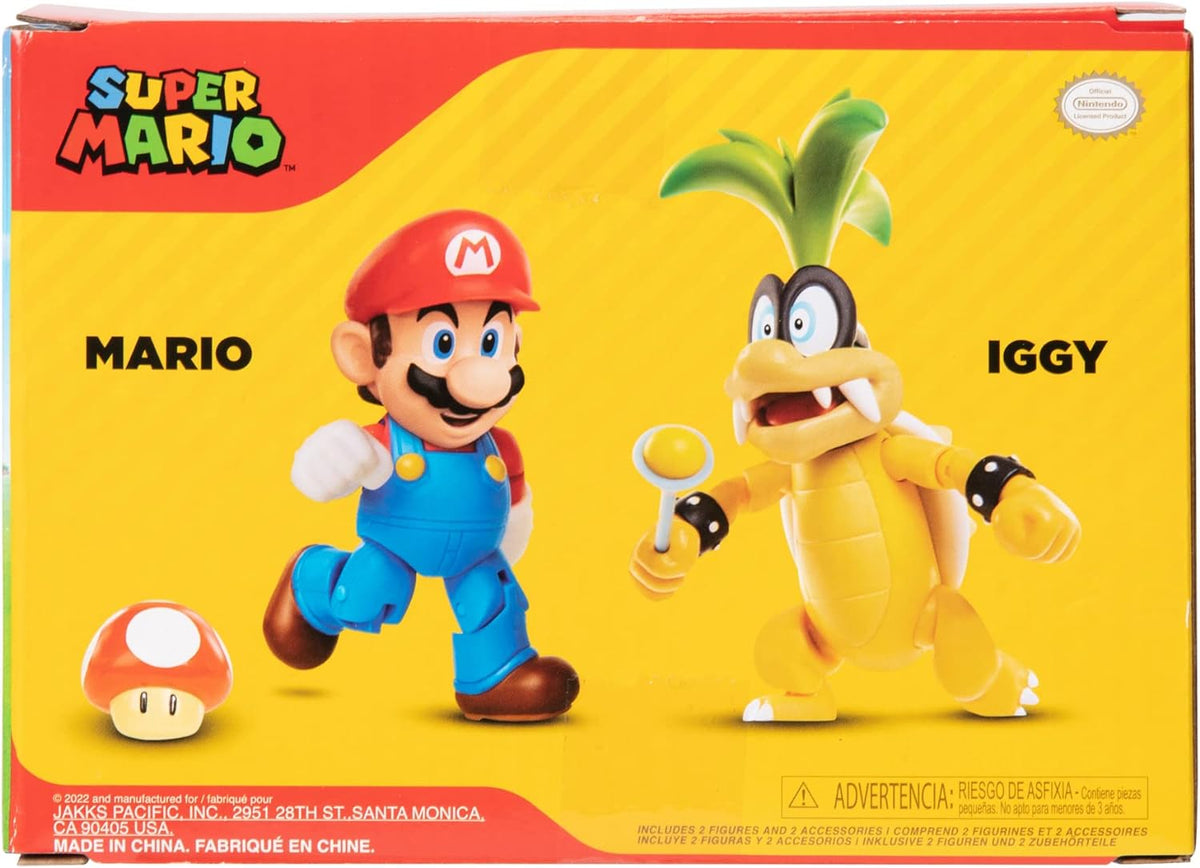 Super Mario: Mario VS Iggy Koopa 4" Action Figures – Toys 'N' Geek